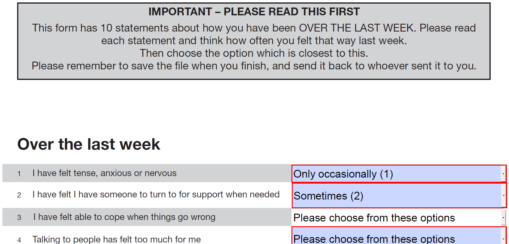 Fillable PDF forms for CORE measures : Clinical Outcomes in Routine ...
