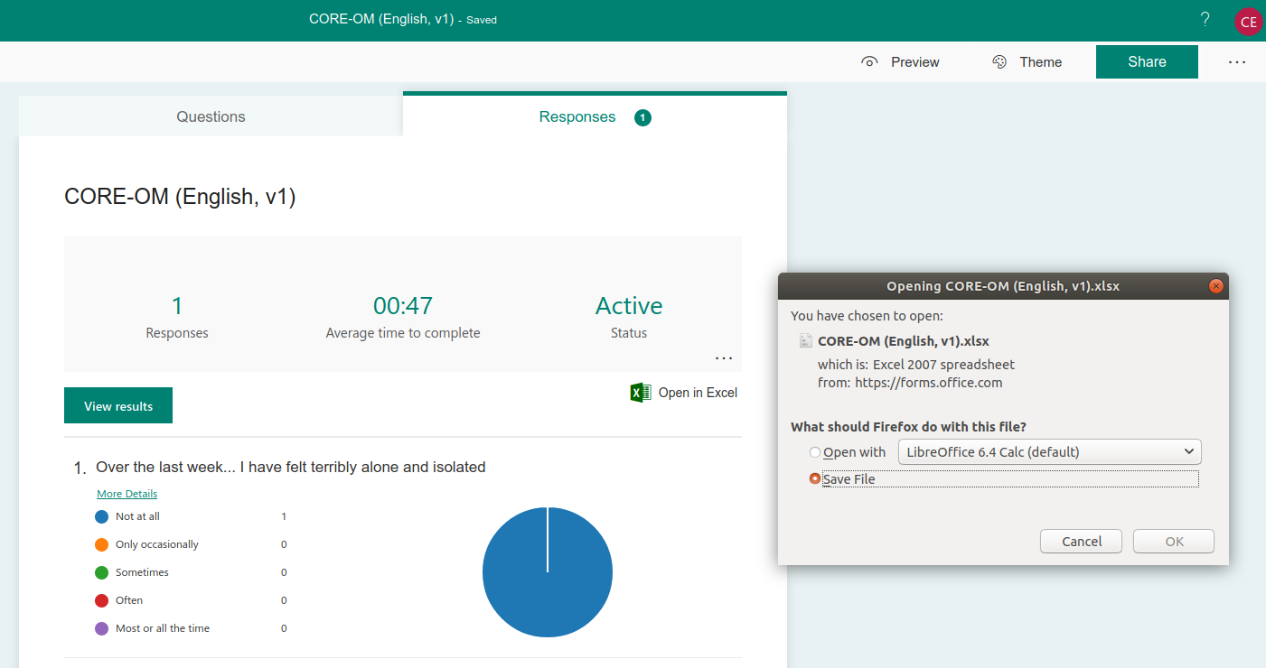 Microsoft forms for CORE measures : Clinical Outcomes in Routine ...