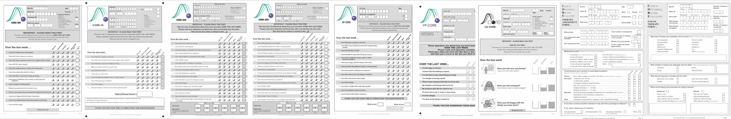 Printable PDF files : Clinical Outcomes in Routine Evaluation (and CST)