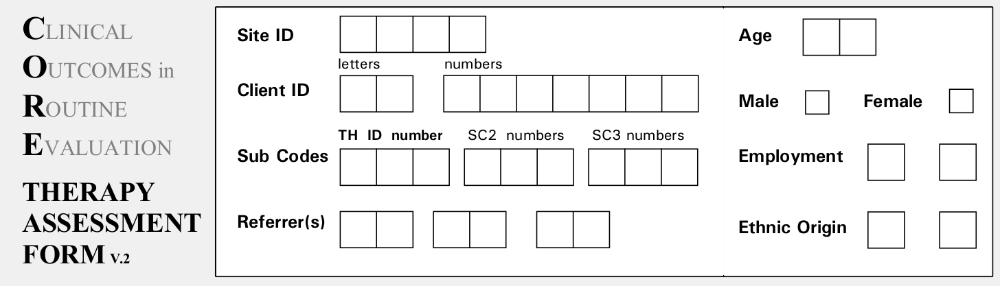 CORE-A Therapy Assessment Form (TAF) information – Clinical Outcomes in ...