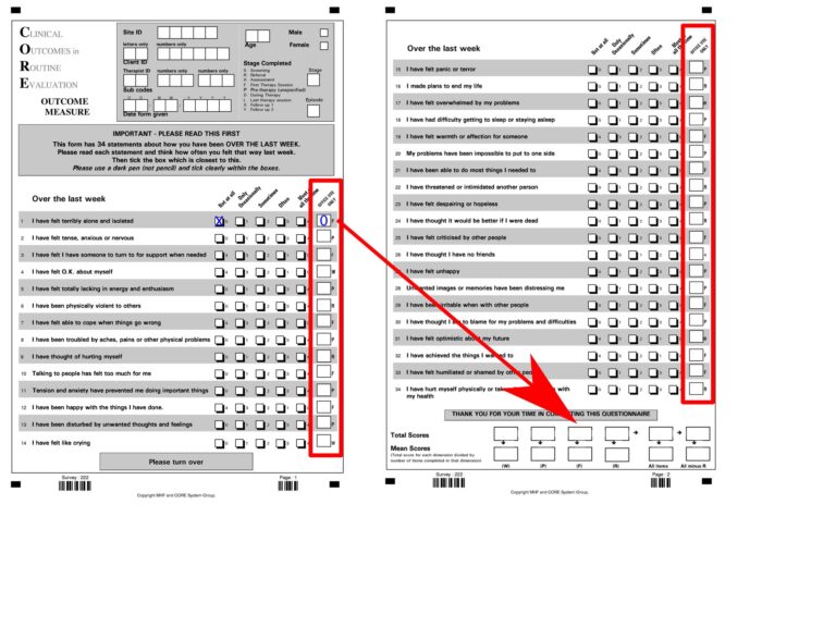 Scoring the CORE-OM : Clinical Outcomes in Routine Evaluation (and CST)